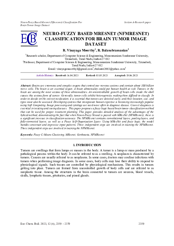 (PDF) Neuro-Fuzzy Based Mresnet (Nfmresnet) Classification For Section A-Research paper Brain ...