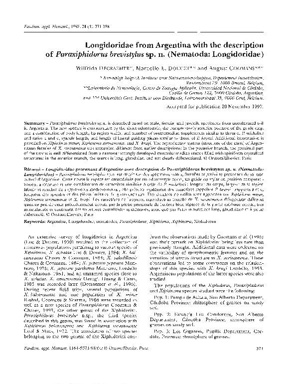 (PDF) Longidoridae from Argentina with the description of ...