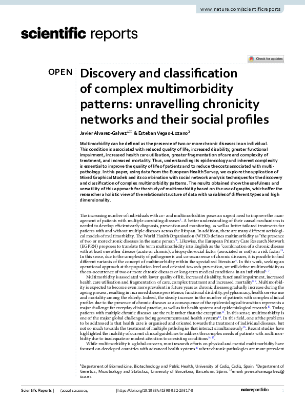 (PDF) Discovery and classification of complex multimorbidity patterns ...
