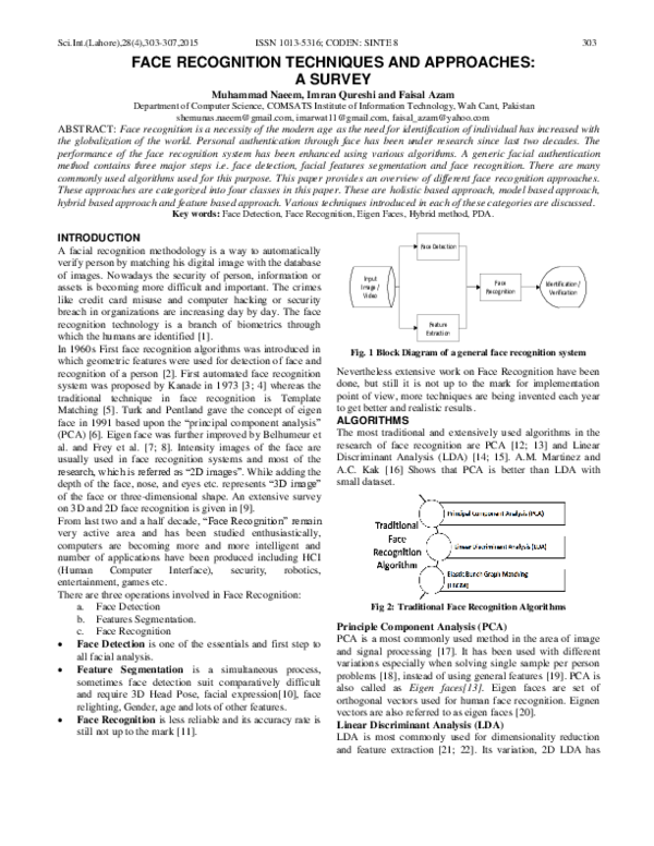 (PDF) Face Recognition Techniques and Approaches: A Survey