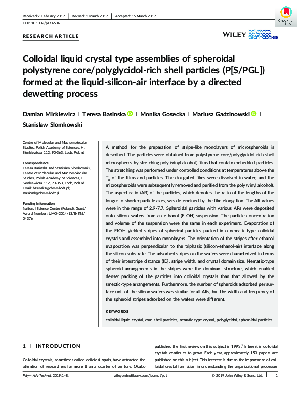 (PDF) Colloidal liquid crystal type assemblies of spheroidal ...