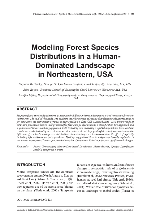 (PDF) Modeling Forest Species Distributions in a Human-Dominated ...