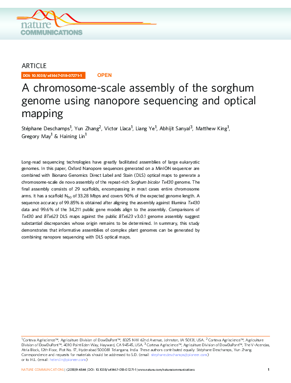 (PDF) A chromosome-scale assembly of the sorghum genome using nanopore ...