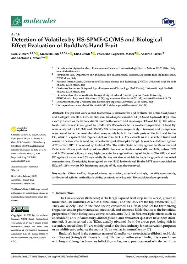 (PDF) Detection of Volatiles by HS-SPME-GC/MS and Biological Effect Evaluation of Buddha’s Hand ...