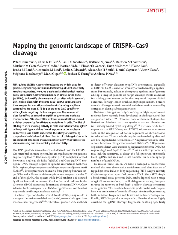 (PDF) Mapping the genomic landscape of CRISPR-Cas9 cleavage