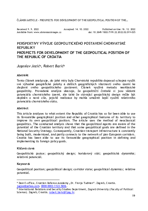 (PDF) Prospects for Development of the Geopolitical Position of the ...