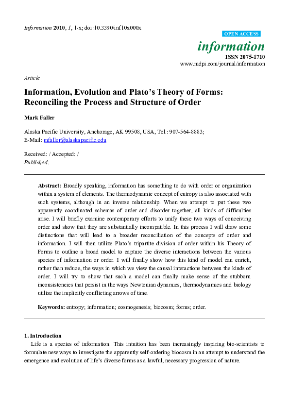 (DOC) Information, Evolution and Plato's Theory of Forms: Reconciling ...