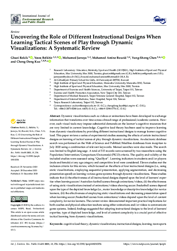 (PDF) Uncovering the Role of Different Instructional Designs When Learning Tactical Scenes of ...