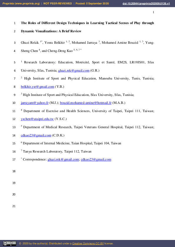 (PDF) The Roles of Different Design Techniques in Learning Tactical Scenes of Play through ...