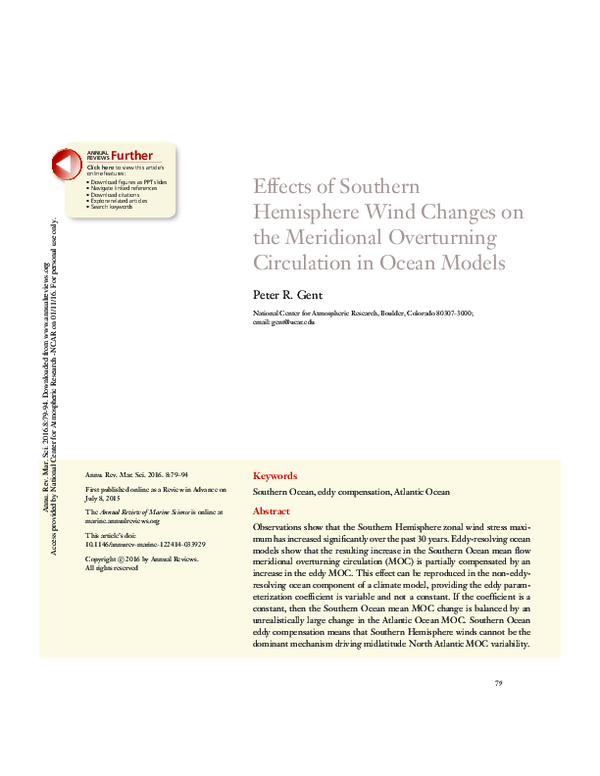(PDF) Effects of Southern Hemisphere Wind Changes on the Meridional ...