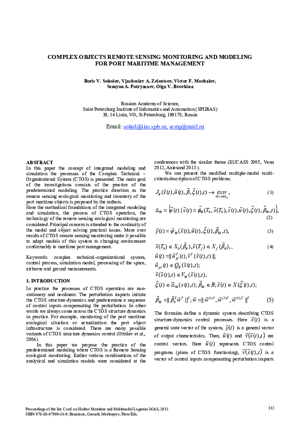 (PDF) Complex Objects Remote Sensing Monitoring and Modeling: Methodology, Technology and ...