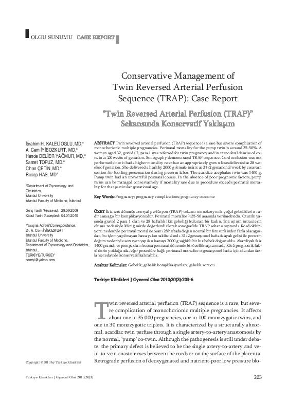 (PDF) Conservative Management of Twin Reversed Arterial Perfusion ...