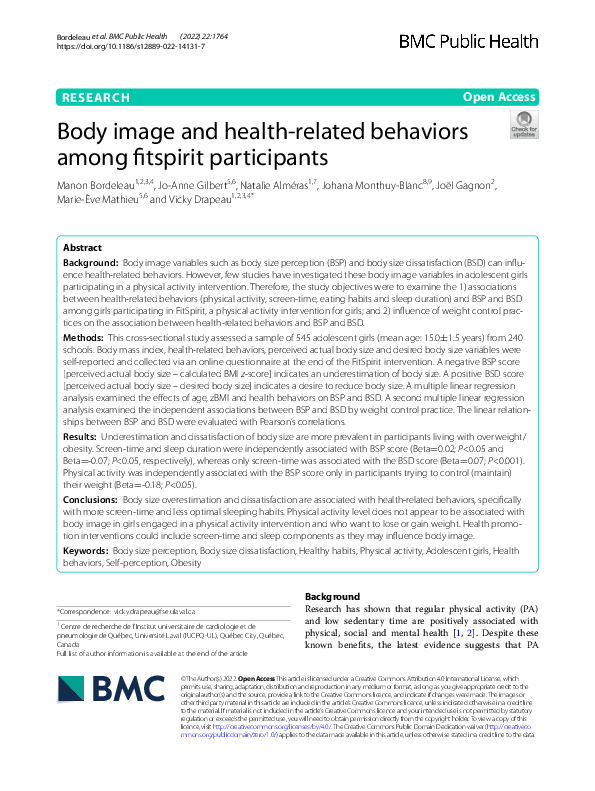 (PDF) Body image and health-related behaviors among fitspirit ...