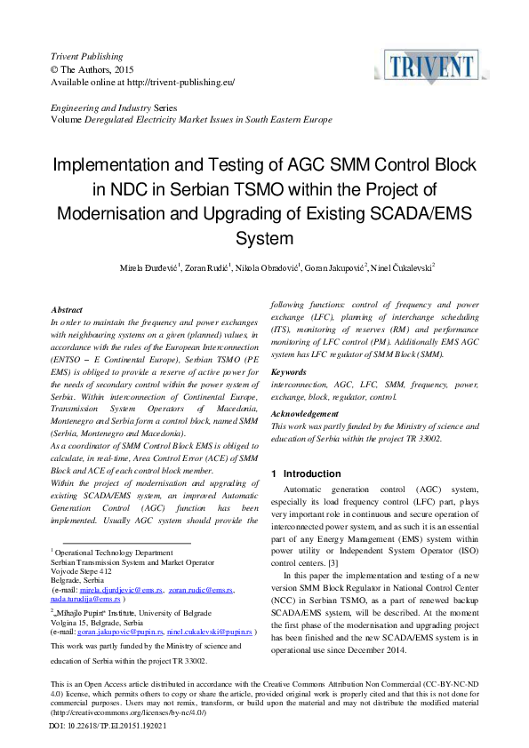 (PDF) Implementation and Testing of AGC SMM Control Block in NDC in ...
