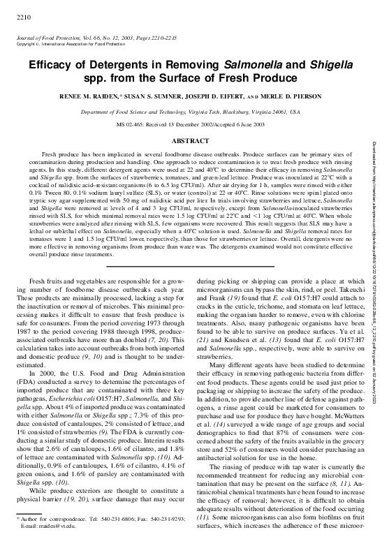 (PDF) Efficacy of Detergents in Removing Salmonella and Shigella spp ...
