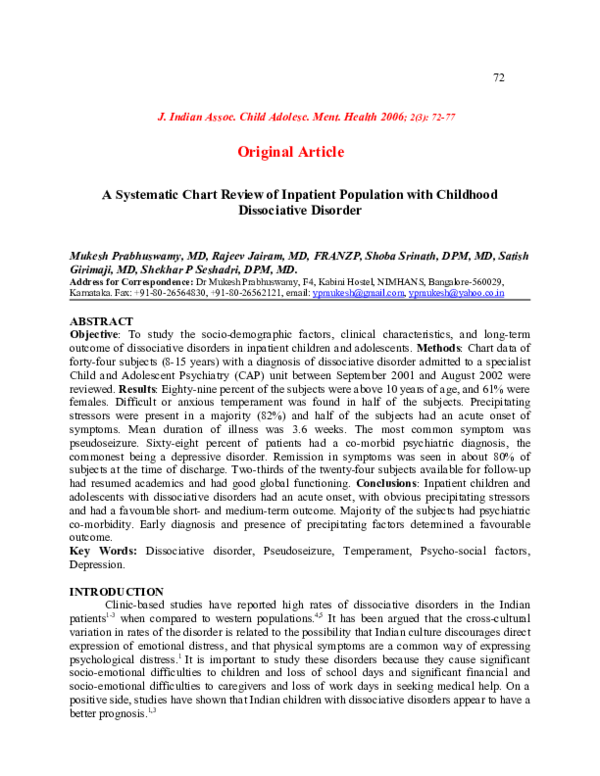 (PDF) A Systematic Chart Review of Inpatient Population with Childhood ...