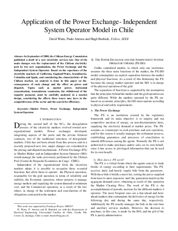 (PDF) Application of the Power Exchange-Independent System Operator ...