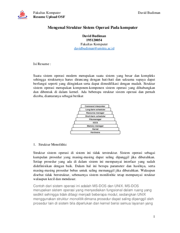(PDF) Mengenal Struktur Sistem Operasi pada komputer (PDF) Mengenal Struktur Sistem Operasi pada komputer