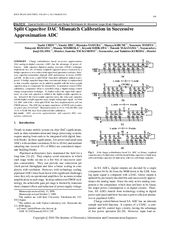 (PDF) Split Capacitor DAC Mismatch Calibration in Successive ...