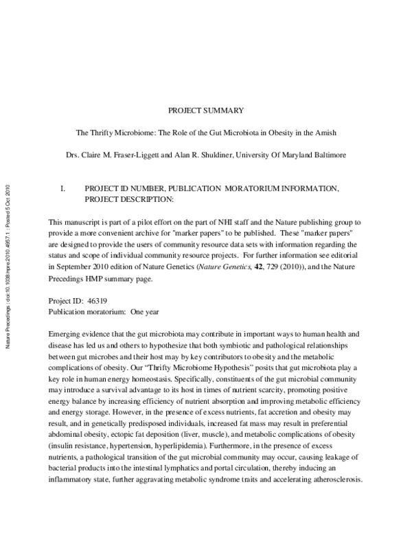 (PDF) The Thrifty Microbiome: The Role of the Gut Microbiota in Obesity ...
