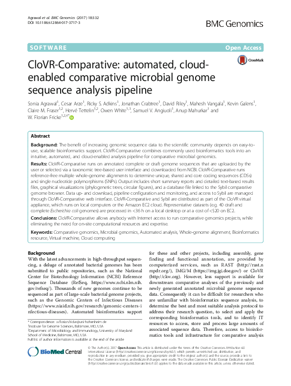 (PDF) CloVR-Comparative: automated, cloud-enabled comparative microbial genome sequence analysis ...