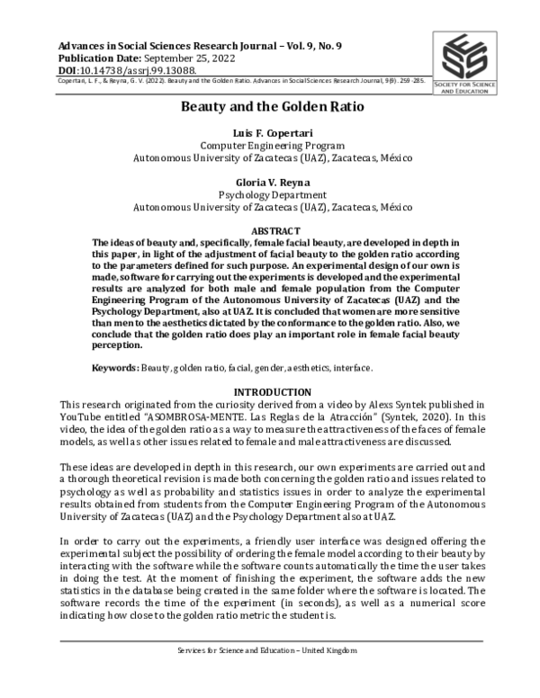 (PDF) Beauty and the Golden Ratio
