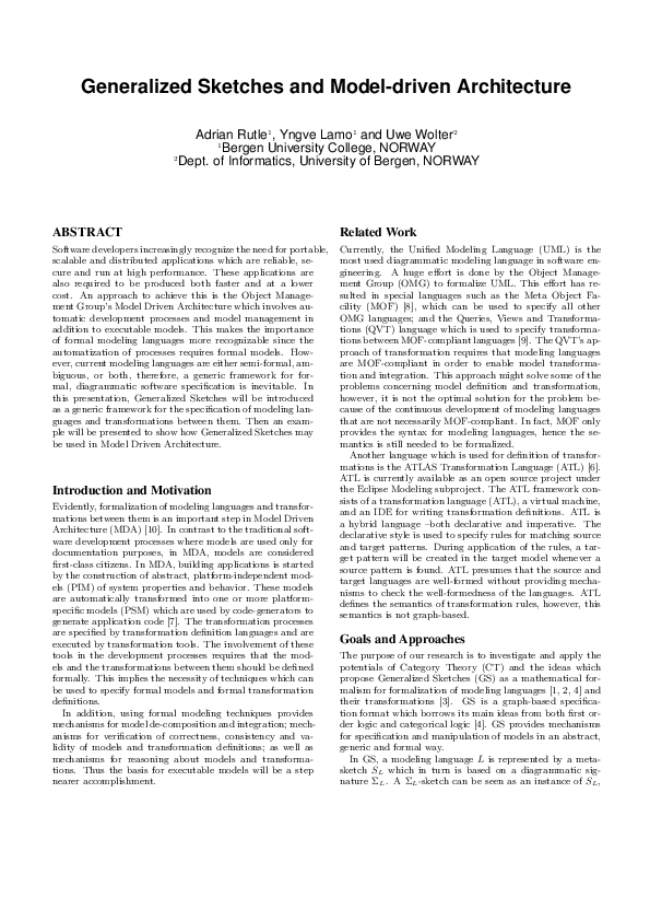(PDF) Generalized sketches and model driven architecture