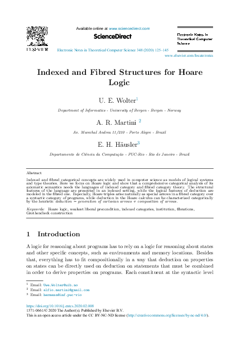 (PDF) Indexed and Fibred Structures for Hoare Logic