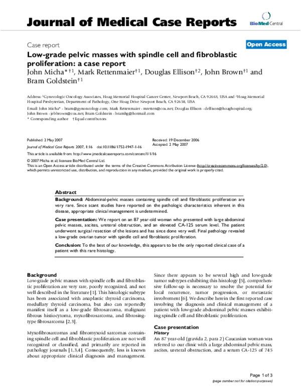 (PDF) Low-grade pelvic masses with spindle cell and fibroblastic ...