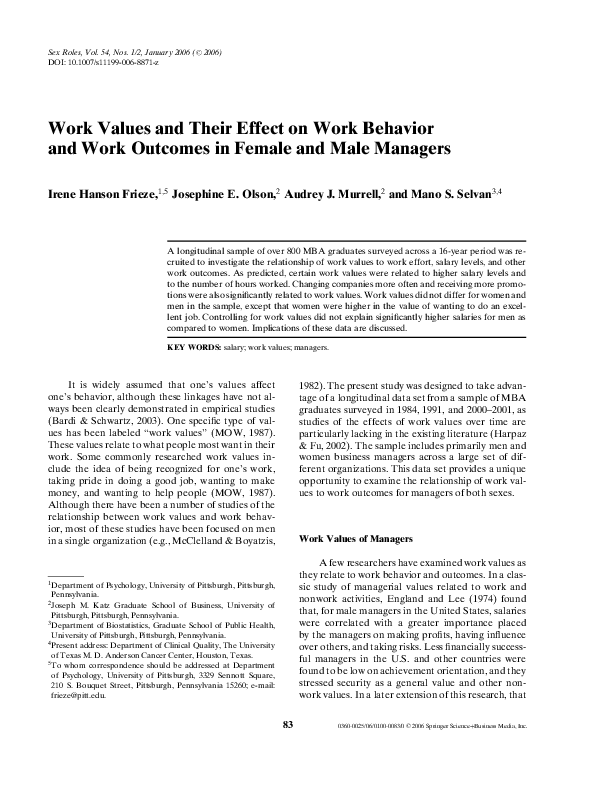 (PDF) Work Values and Their Effect on Work Behavior and Work Outcomes ...