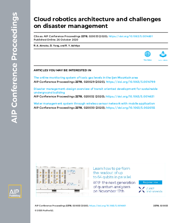 (PDF) Cloud robotics architecture and challenges on disaster management