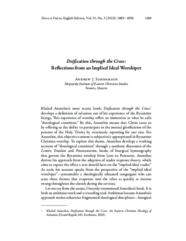 (PDF) Deification through the Cross: Reflections from an Implied Ideal ...