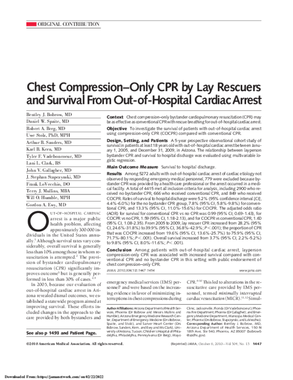 (PDF) Chest Compression–Only CPR by Lay Rescuers and Survival From Out ...