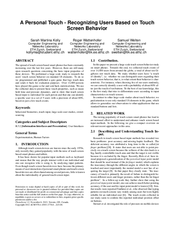(PDF) A personal touch