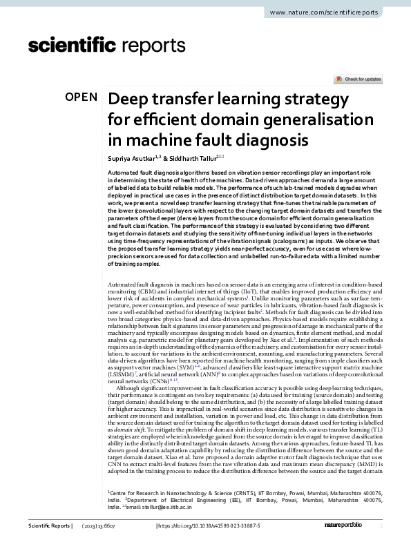 (PDF) Deep transfer learning strategy for efficient domain generalisation in machine fault diagnosis