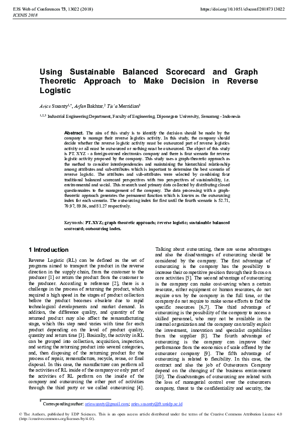 (PDF) Using Sustainable Balanced Scorecard and Graph Theoretic Approach ...