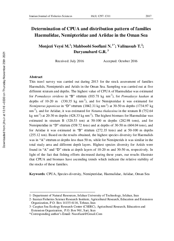 (PDF) Determination of CPUA and distribution pattern of families ...