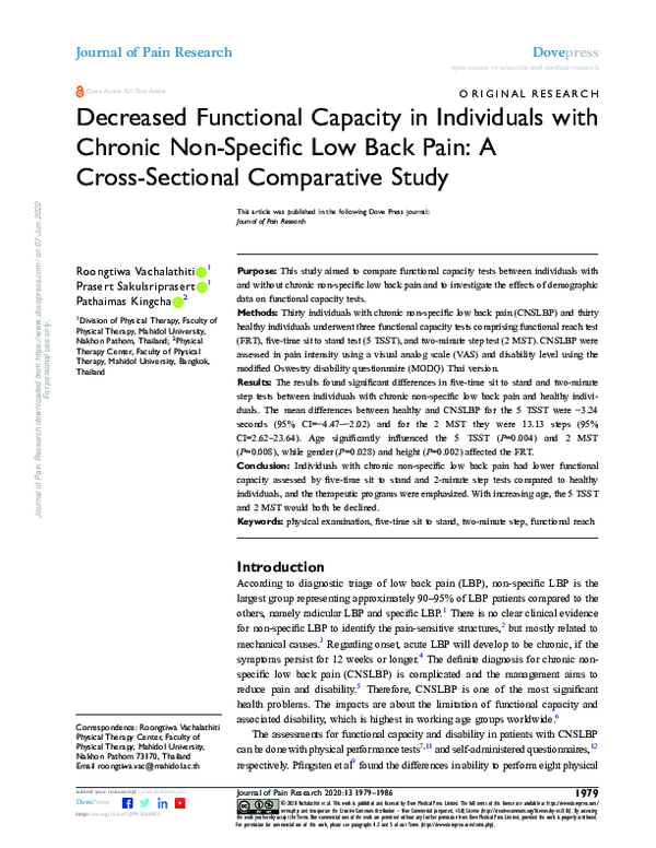 (PDF) Decreased Functional Capacity in Individuals with Chronic Non ...