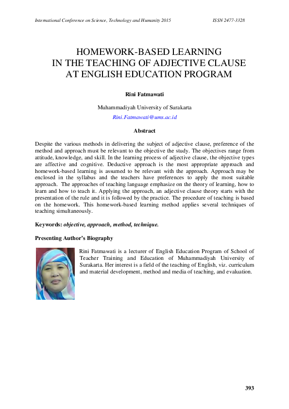 (PDF) Homework-Based Learning in The Teaching of Adjective Clause at ...