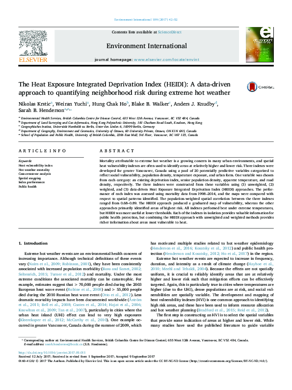 (PDF) The Heat Exposure Integrated Deprivation Index (HEIDI): A data-driven approach to ...