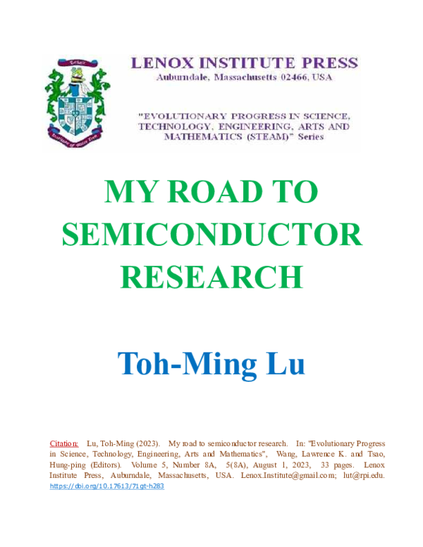 (PDF) My Road To Semiconductor Research