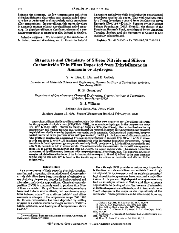 (PDF) Structure and chemistry of silicon nitride and silicon ...