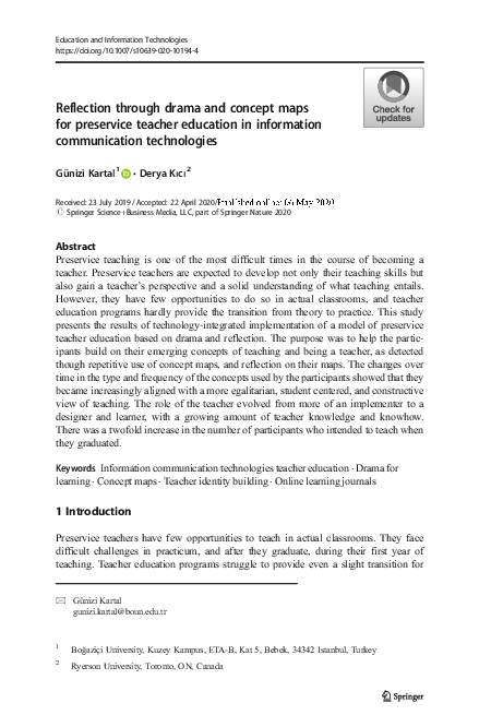 (PDF) Reflection through drama and concept maps for preservice teacher education in information ...
