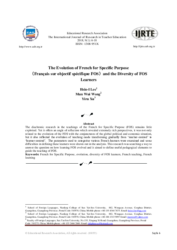 (PDF) The Evolution of French for Specific Purpose (Français sur ...
