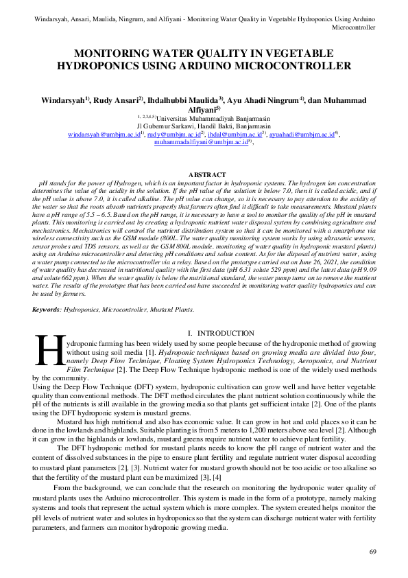 (PDF) Arduino-Based pH Monitoring in Hydroponics