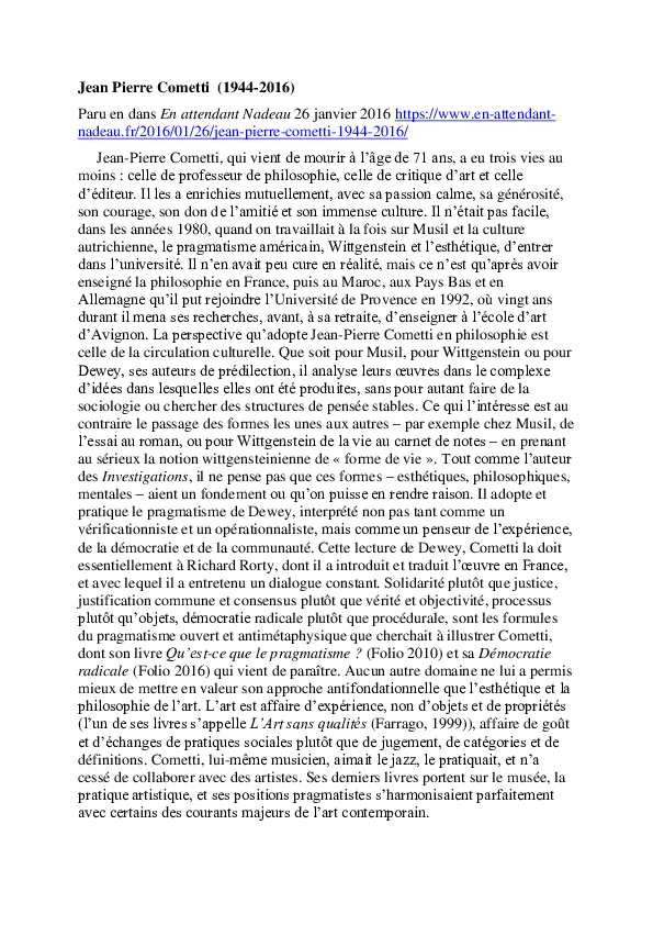 (PDF) Jean Pierre Cometti