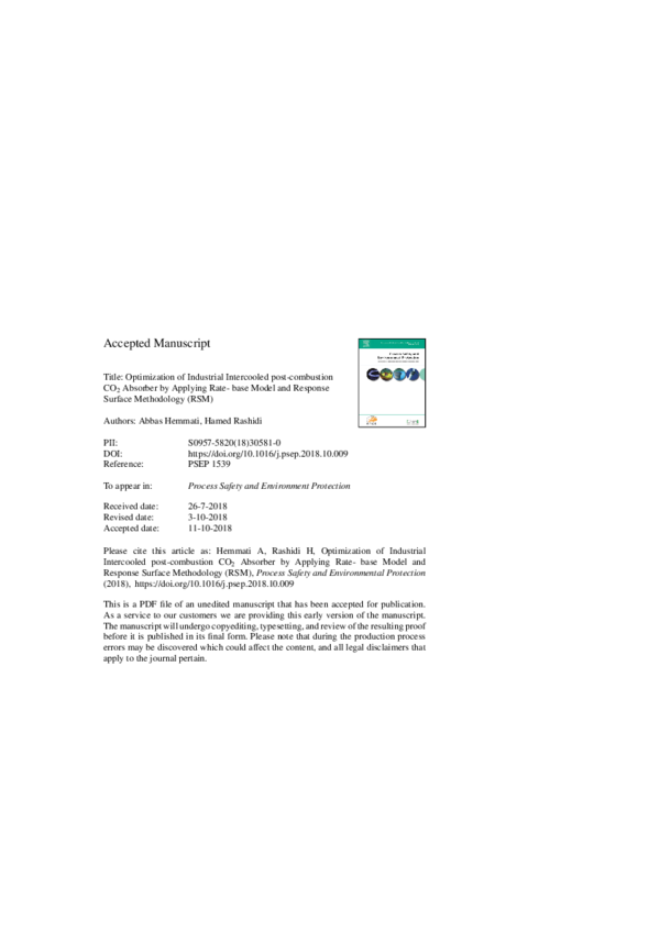 (PDF) Optimization of industrial intercooled post-combustion CO2 ...