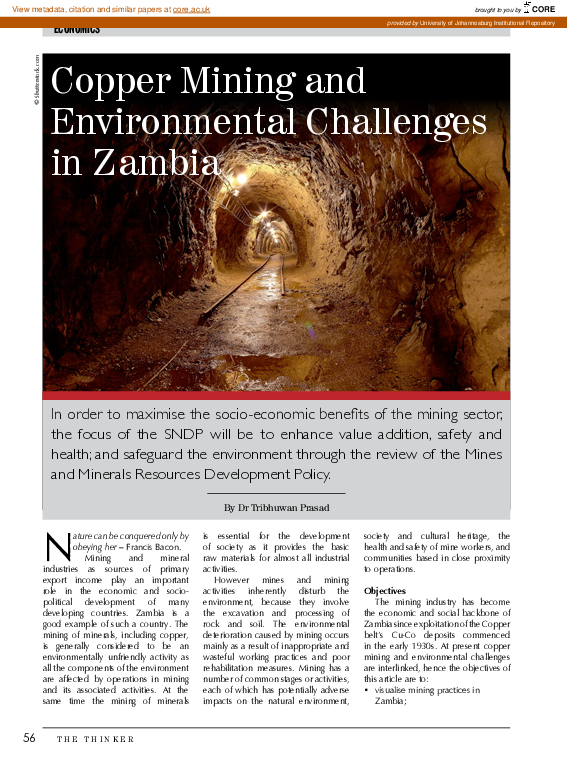(PDF) Copper mining and environmental challenges in Zambia