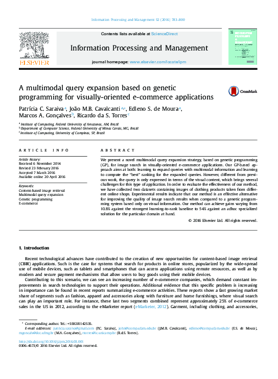 (PDF) A multimodal query expansion based on genetic programming for visually-oriented e-commerce ...