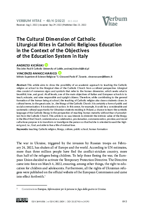 (PDF) The Cultural Dimension of Catholic Liturgical Rites in Catholic ...